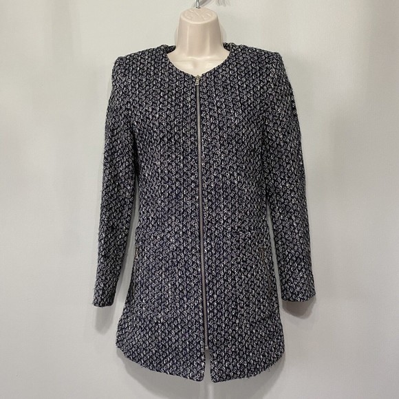 Zara | Jackets & Coats | Zara Basics Textured Weave Tweed Frock Jacket ...